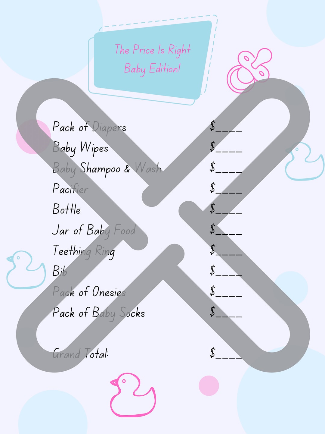 The Price is Right - Baby Edition! - Etsy