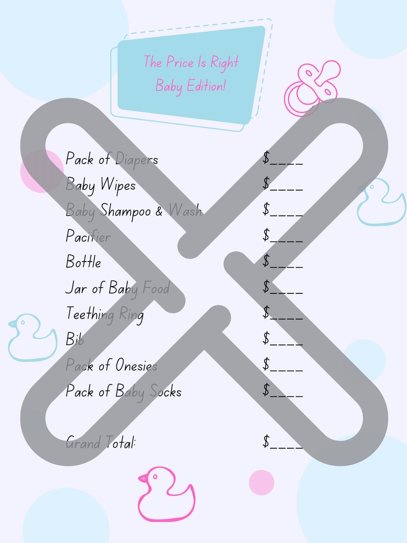 The Price is Right - Baby Edition! - Etsy