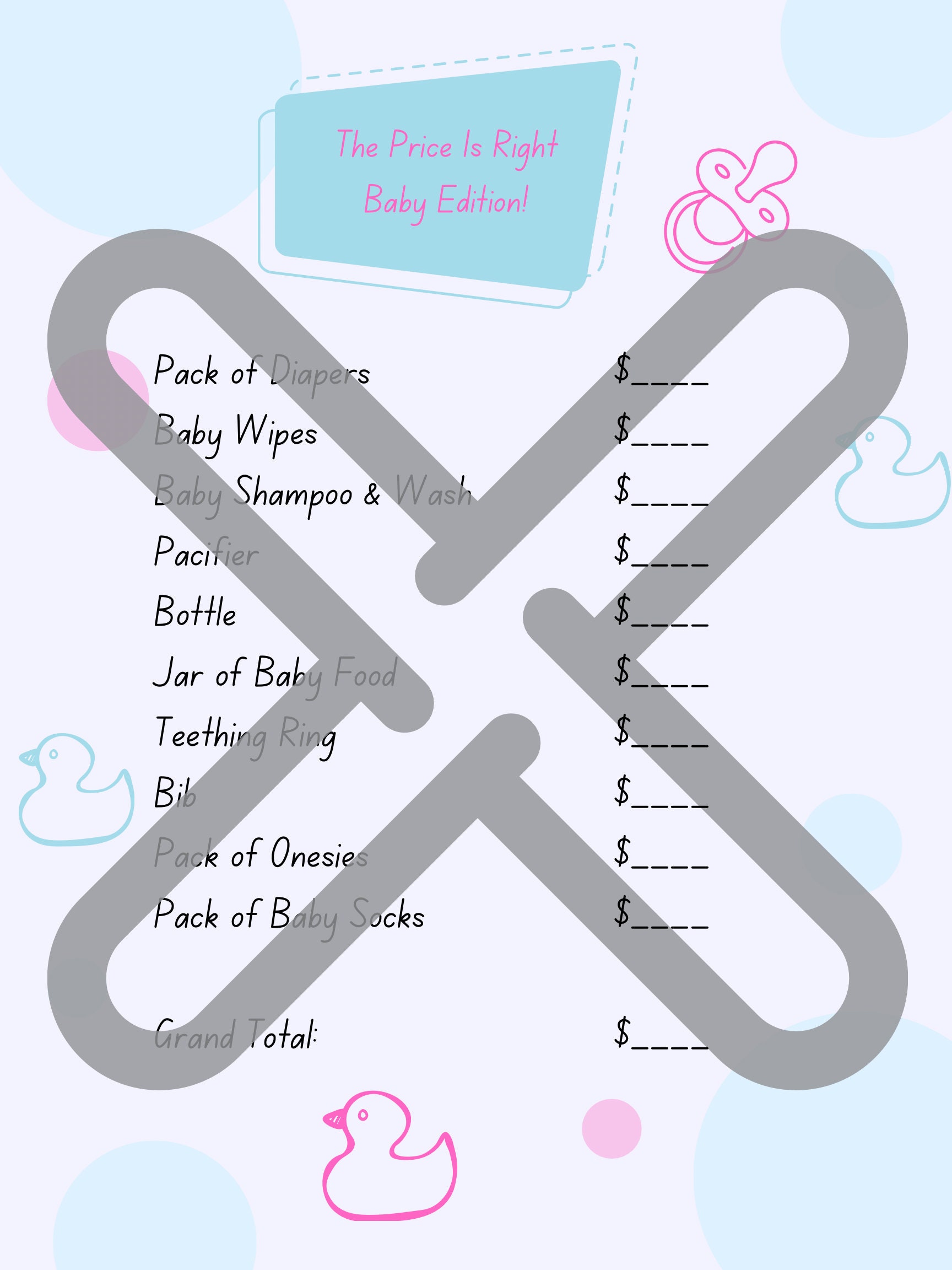 The Price is Right - Baby Edition! - Etsy