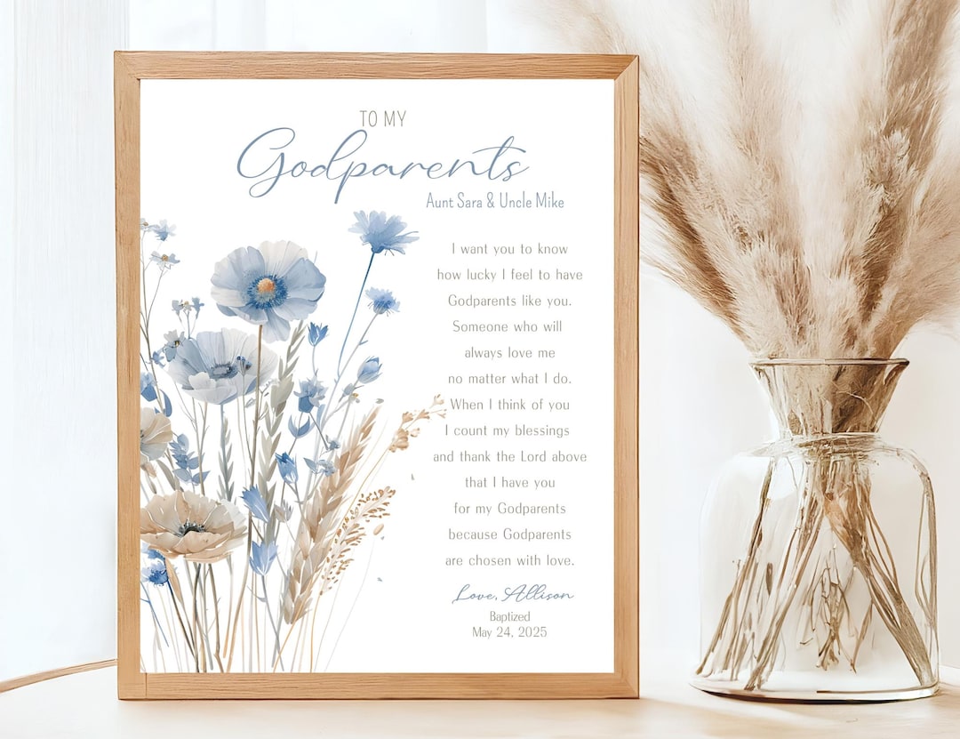 Godparents Gift on Baptism Day|godparents Printable|prayer Sign|digital ...