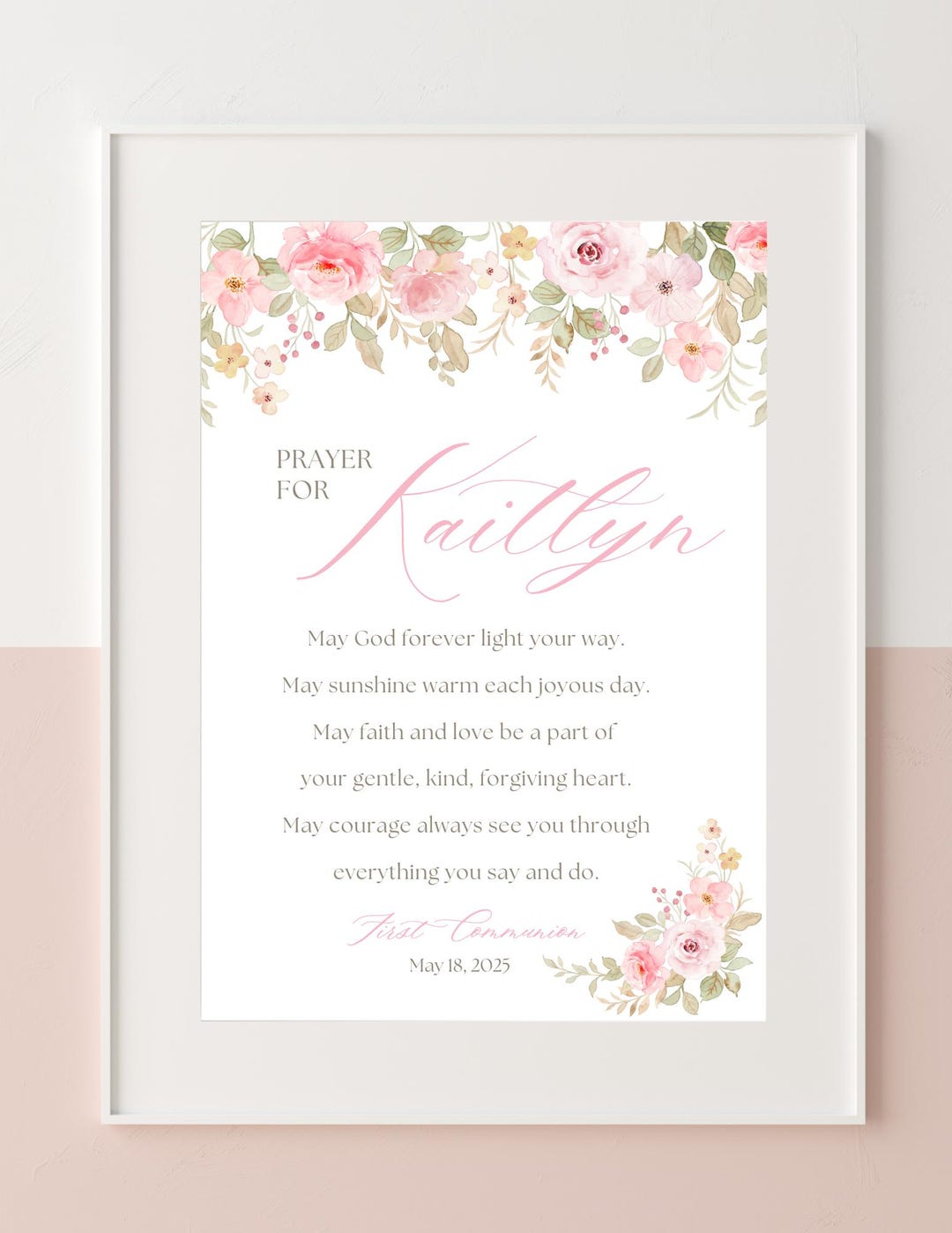 First Communion Gift Girl|communion 8x10 Print|prayer Sign|personalized ...