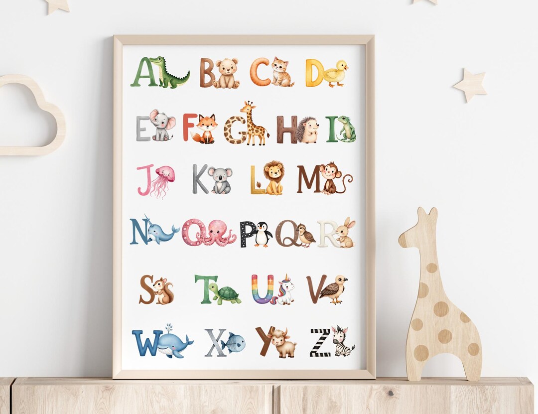 Animal Alphabet Nursery Printable|nursery Wall Art|digital Download ...