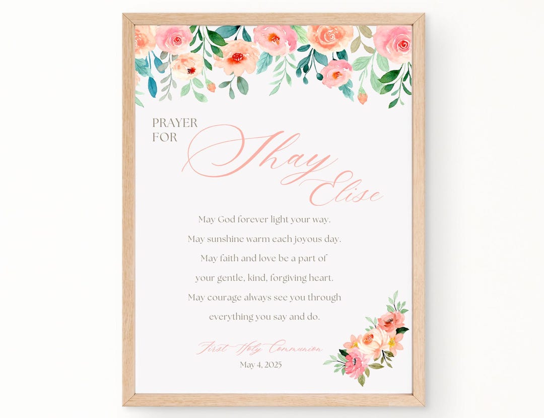 First Communion Gift Girl|communion 8x10 Print|prayer Sign|personalized ...
