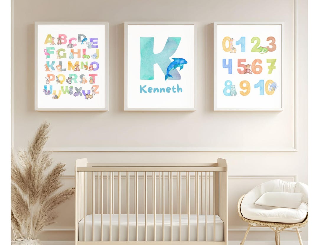 Personalized Alphabet Printable|animal Nursery Wall Art Set of 3 ...