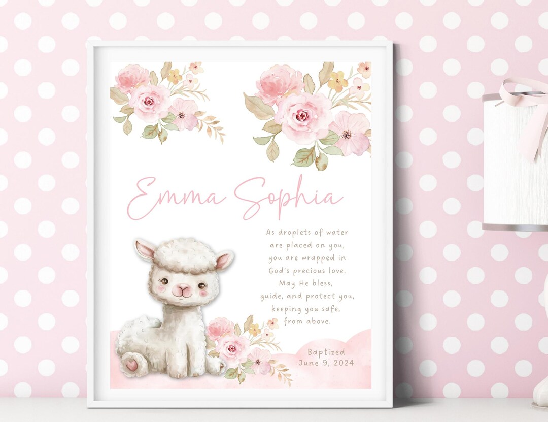 Baptism Printable|baby Girl Wall Art|custom Name Print|digital Download ...