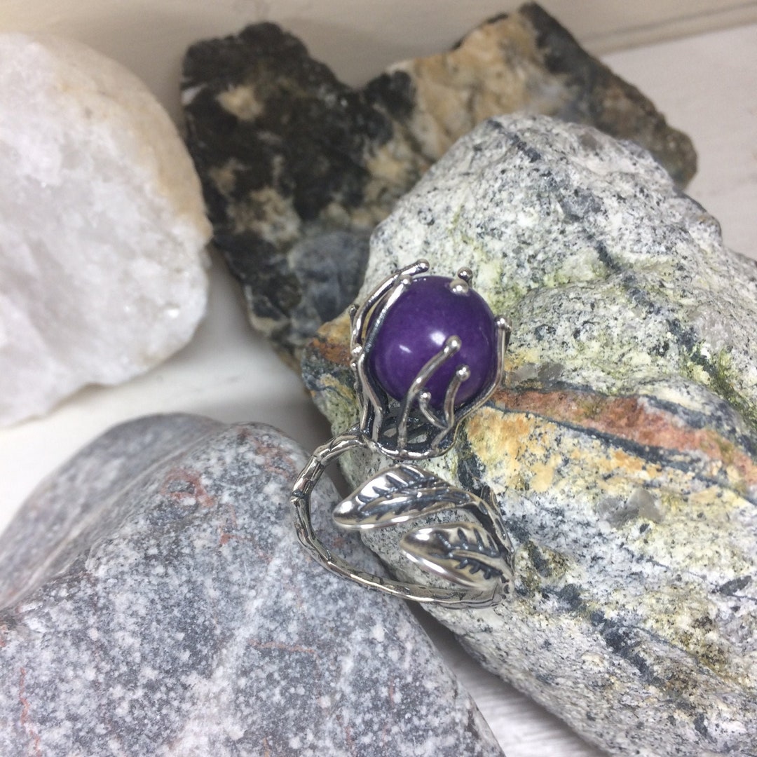 Purple Quartzite, Sterling Silver Adjustable Ring - Etsy