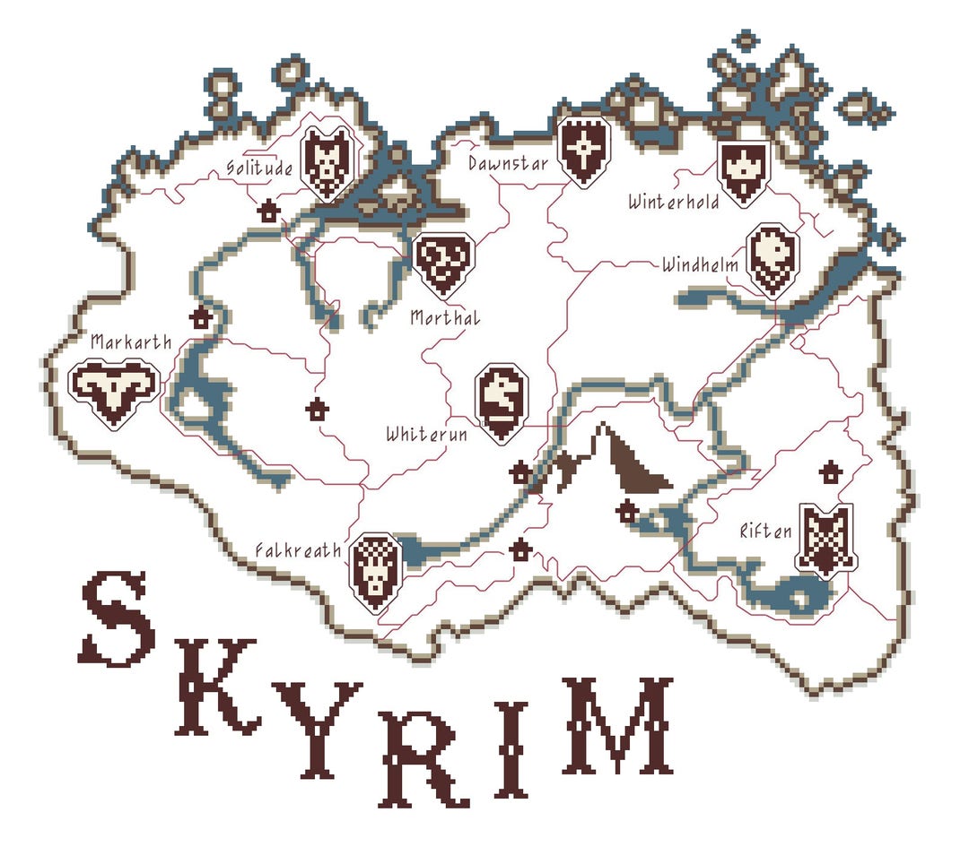 Skyrim Map // Video Game Cross Stitch Pattern - Etsy