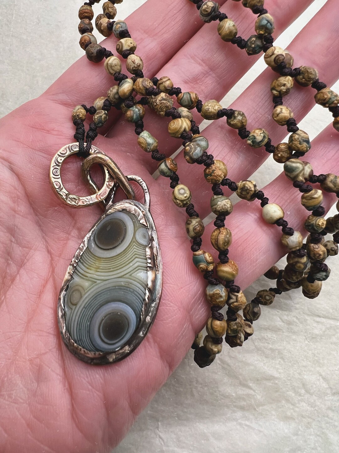Disappearing Stunning Very Rare Raw Colourful Gobi Eye Agate Necklace ...