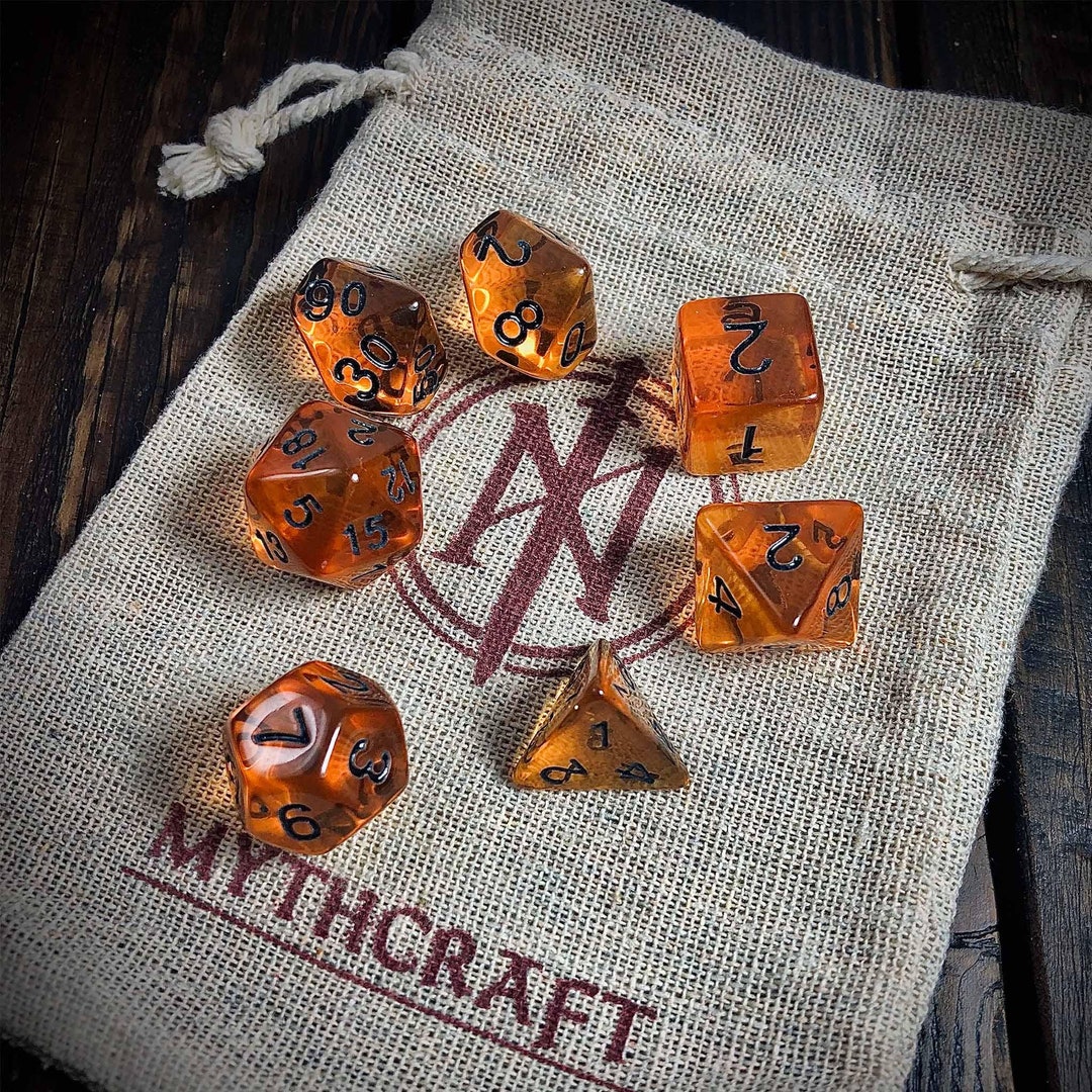 Honey Mead Dice | Translucent Amber Orange | Dnd Dungeons and Dragons ...