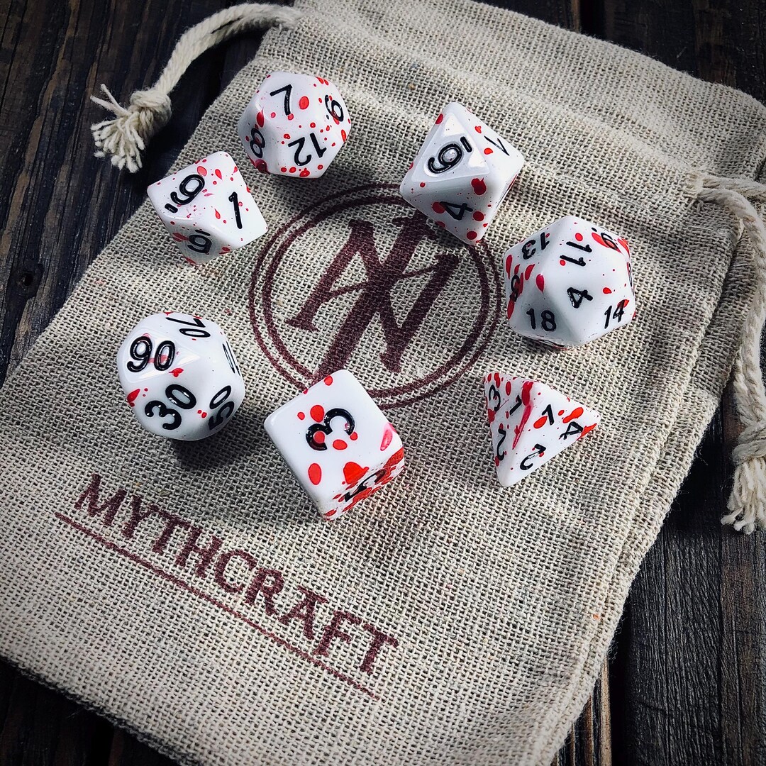 White Blood Splatter Dice | Fallen Heroes Battle | Dnd Dungeons and ...