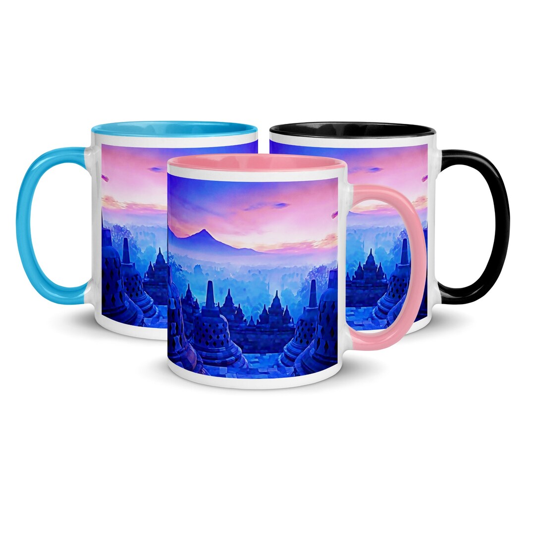 Borobudur, Indonesia Mug With Colour Inside, Dishwasher Safe, Microwave ...