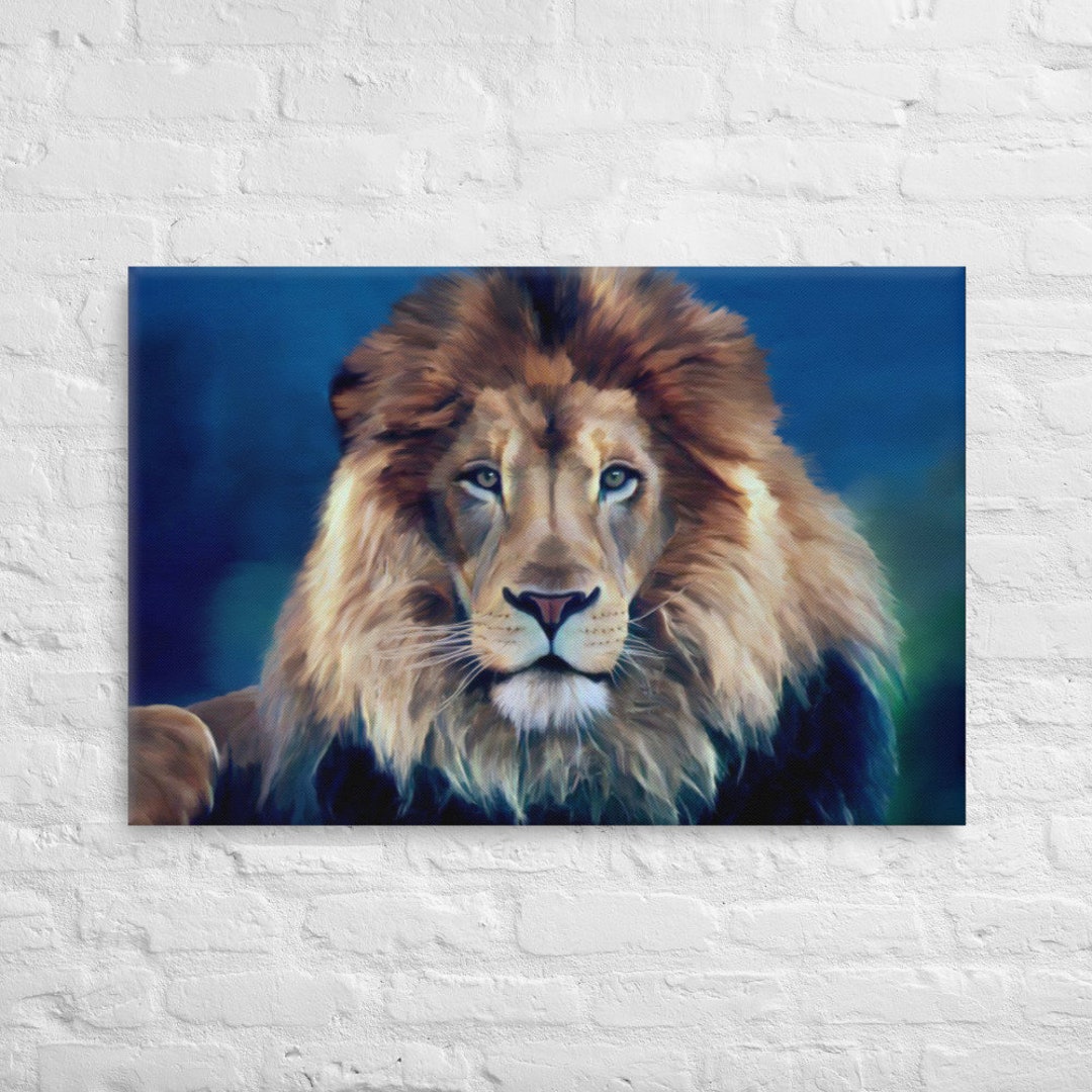 Lion Canvas Print, Original Animal Artwork by UK Autistic Artist - Etsy