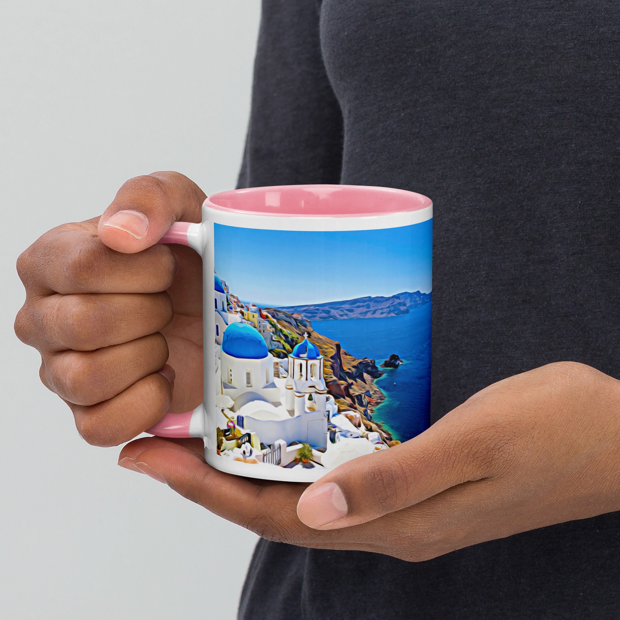 Santorini Greece Mug With Colour Inside FREE UK SHIPPING - Etsy