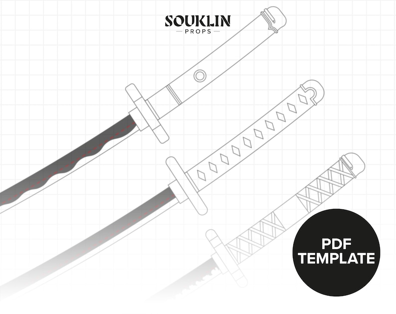 One Piece Roronoa Zoro's Katana's Triple Pack PROP PATTERN / TEMPLATE ...