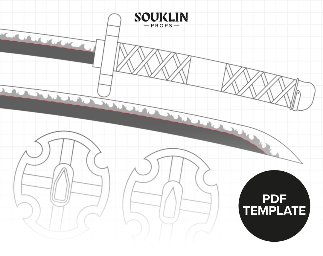 One Piece Roronoa Zoro's Sandai Kitetsu PROP PATTERN / TEMPLATE - Etsy ...
