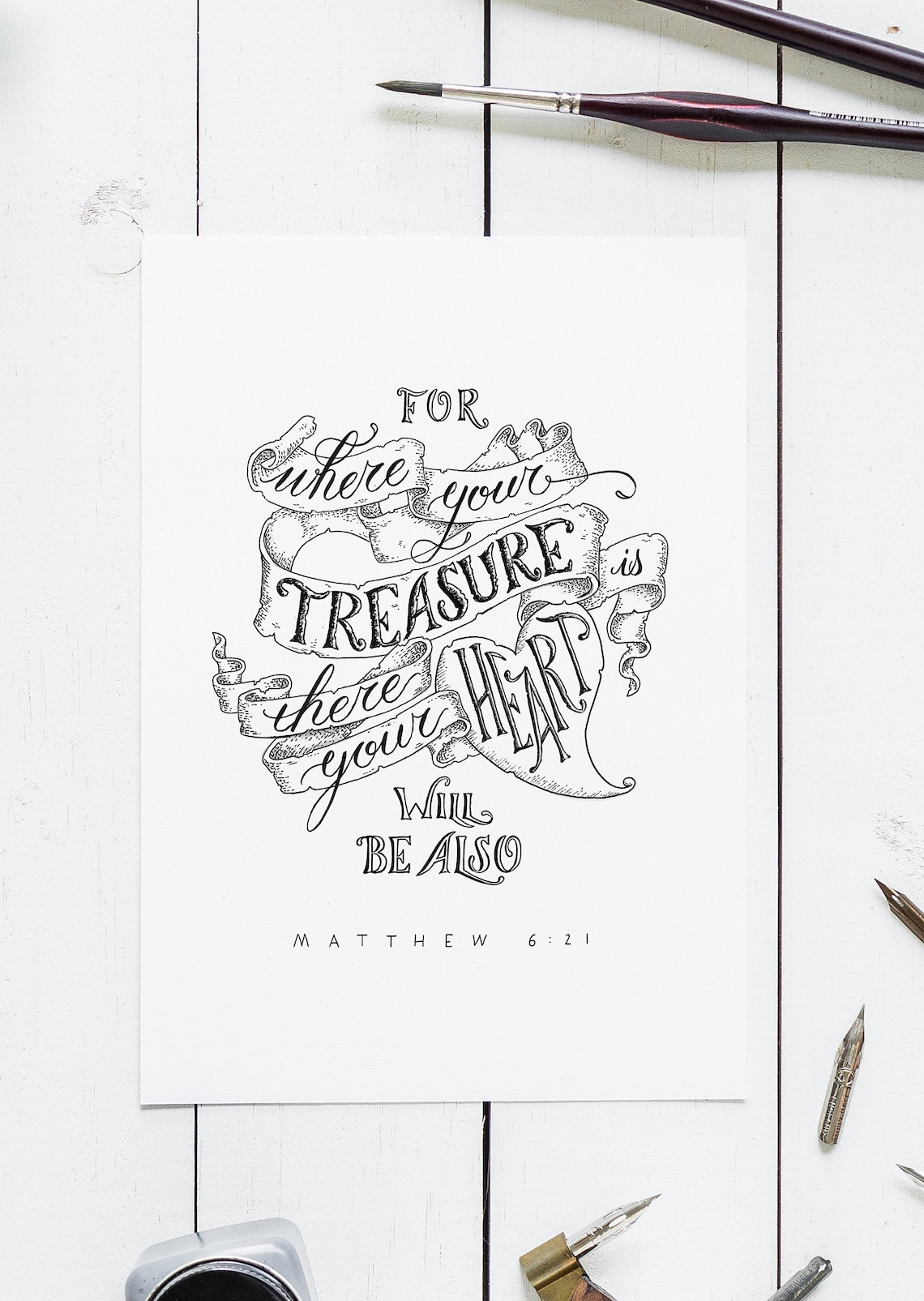 Printable Bible Verse, Where Your Treasure is There Your Heart Matthew ...