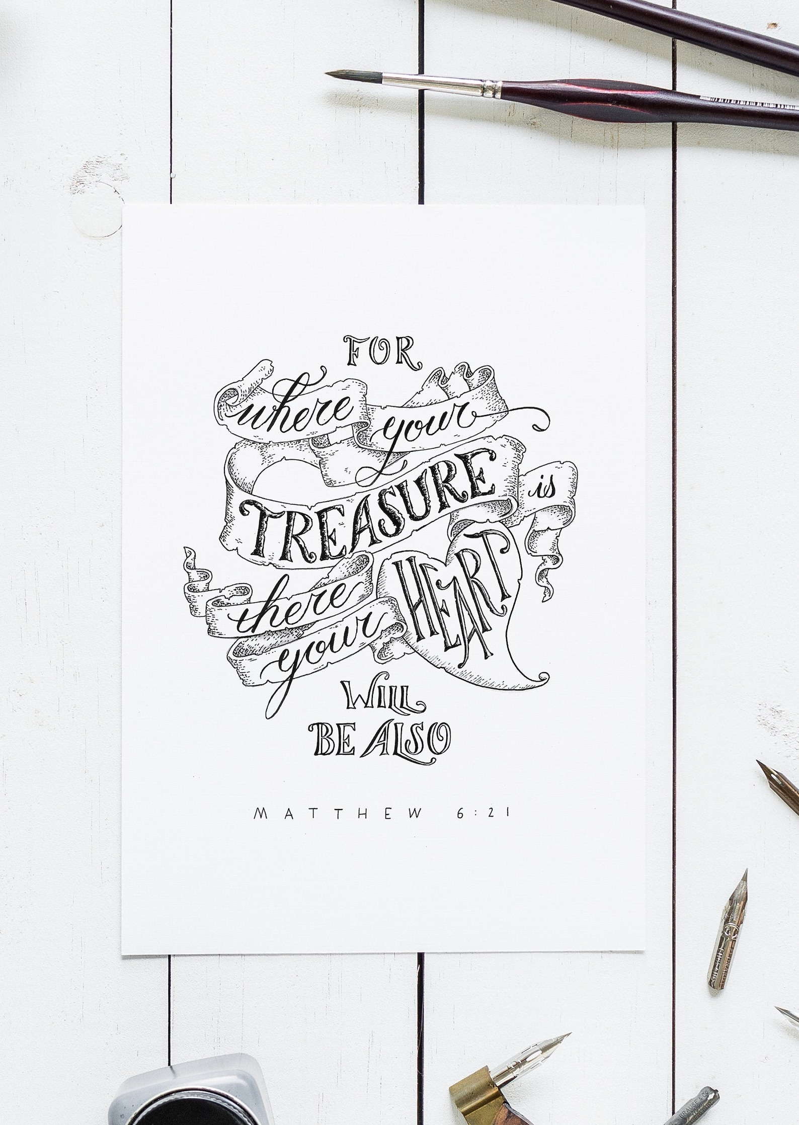 Printable Bible Verse, Where Your Treasure is There Your Heart Matthew ...
