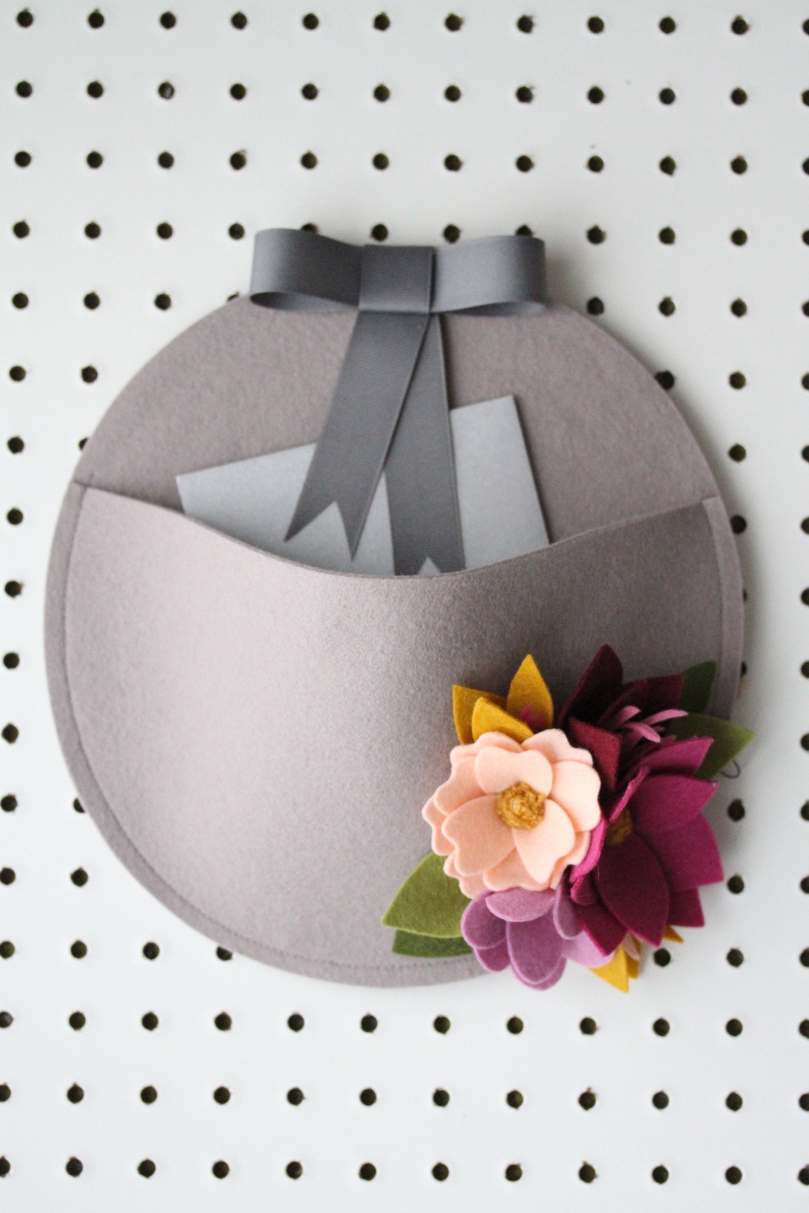 Felt Pocket Wall Art Felt Flowers Home Decor Gray - Etsy