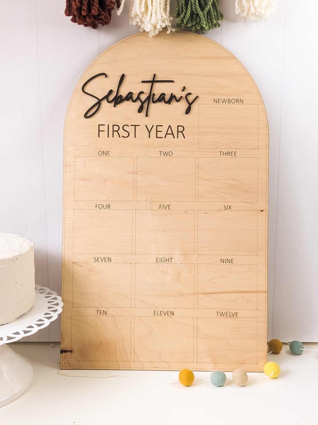 One Year of Photo Board, Wood Photo Board, Milestone Board, First Year ...