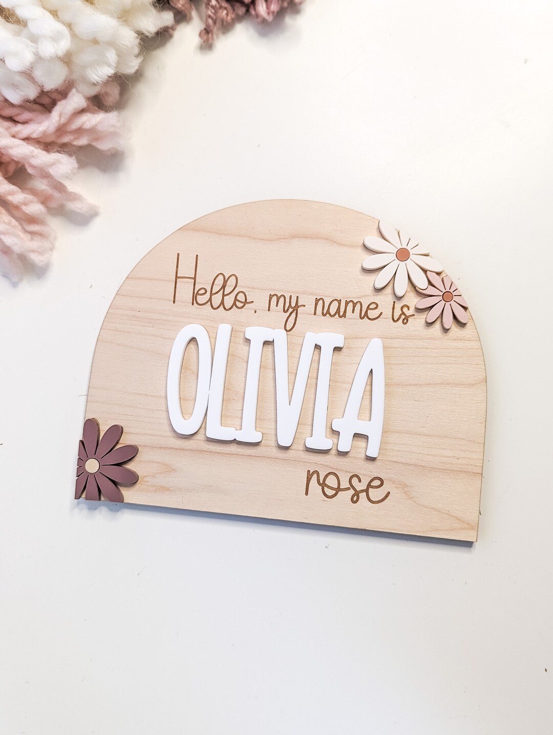 Birth Announcement Sign, Baby Plaque, Hello My Name is Sign, Hello ...