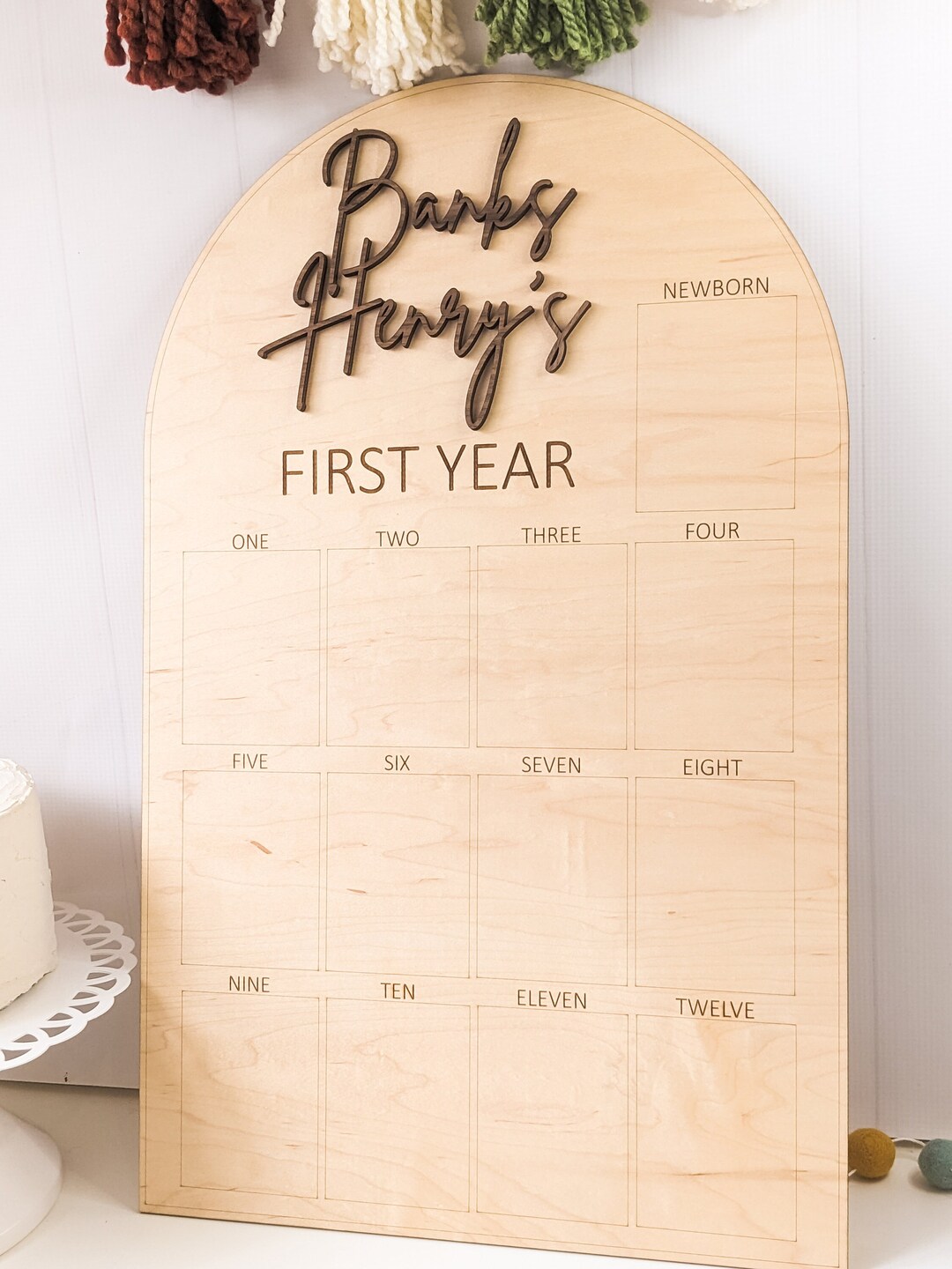 First Year Photo Board, One Year Of, Wood Photo Board, 1st Birthday ...