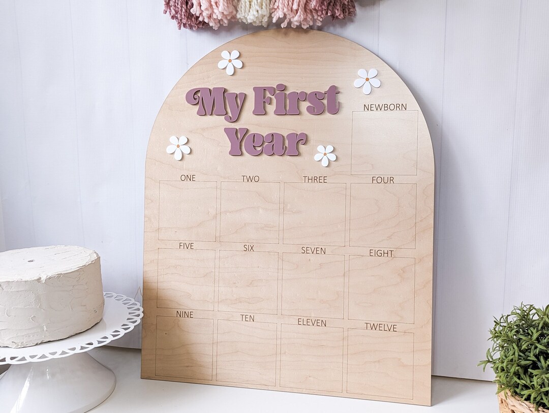 Birthday Board, Baby Milestone, Photo Board, First Birthday, Baby Girl ...