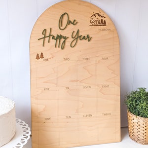 One Happy Camper First Year Photo Board: 1 Year Baby Wood Party Decor ...