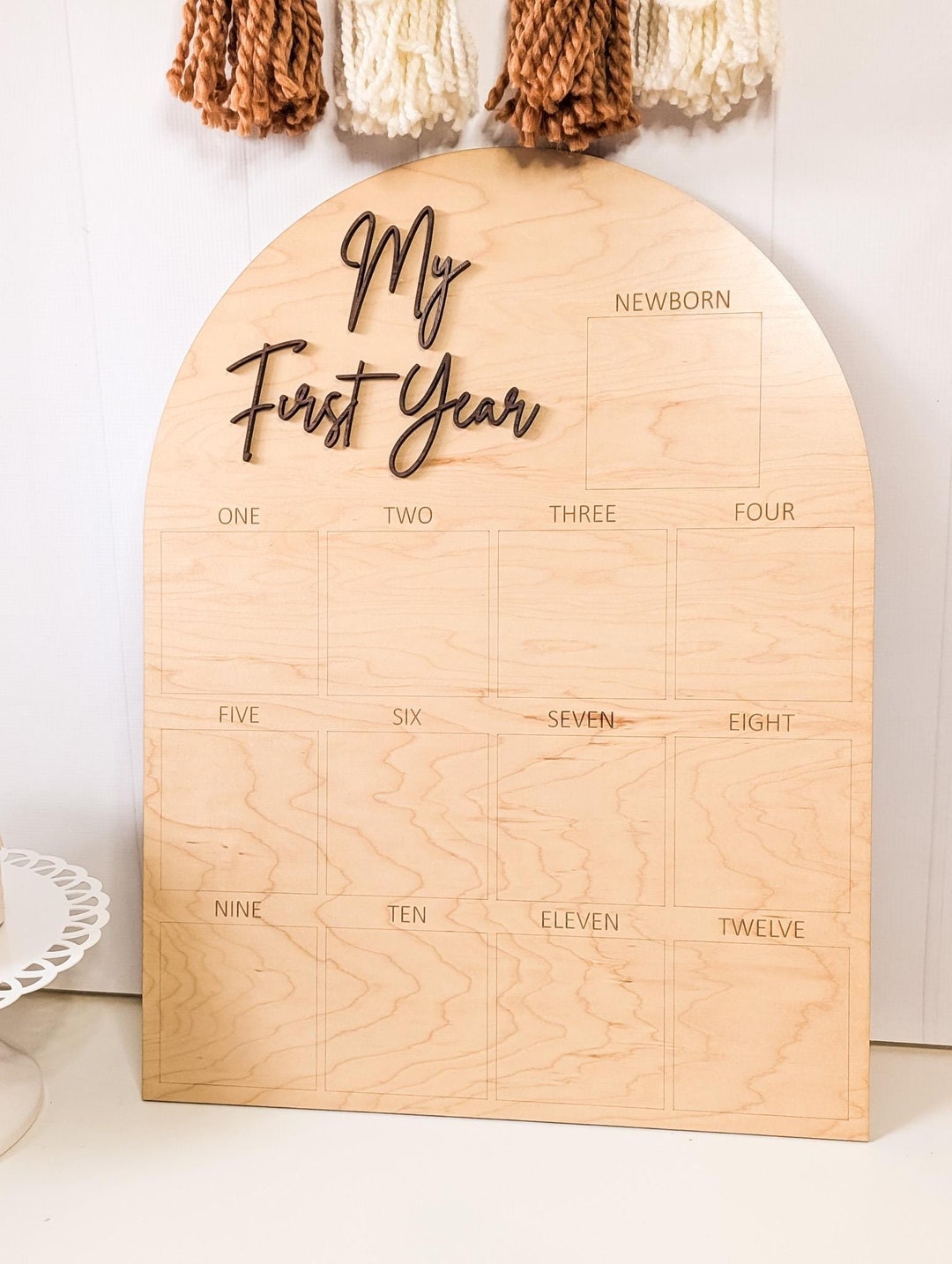 My First Year Photo Board, Wood Photo Board, One Year Board, 12 Months ...