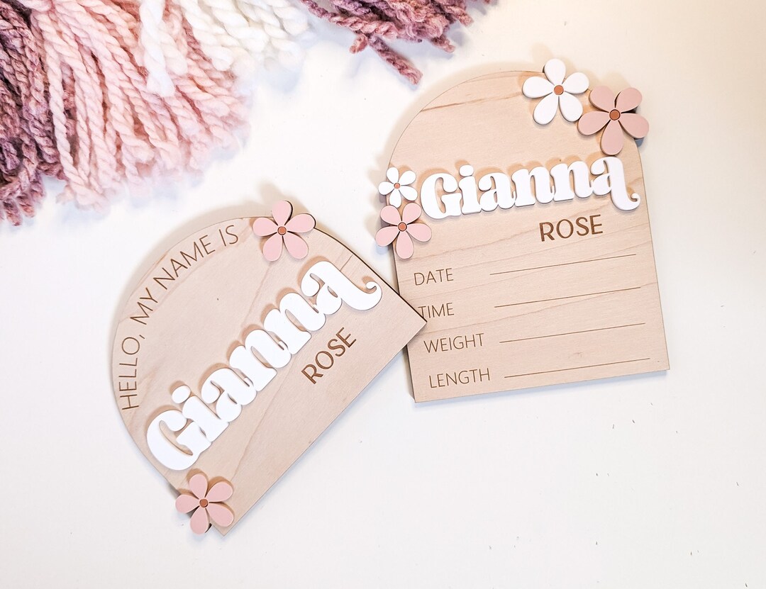 Birth Announcement Sign, Baby Name Sign for Hospital, Baby Girl Name ...