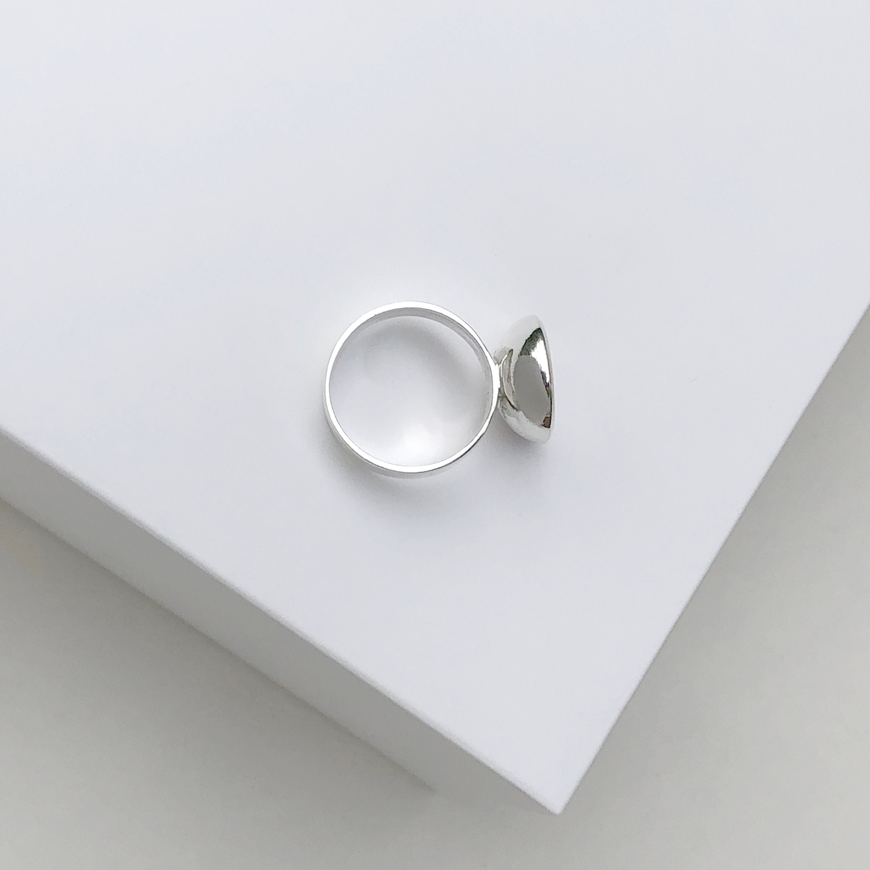 Lunar Signet Ring - Half Sphere Ring - Sterling Silver Dome Ring - One ...