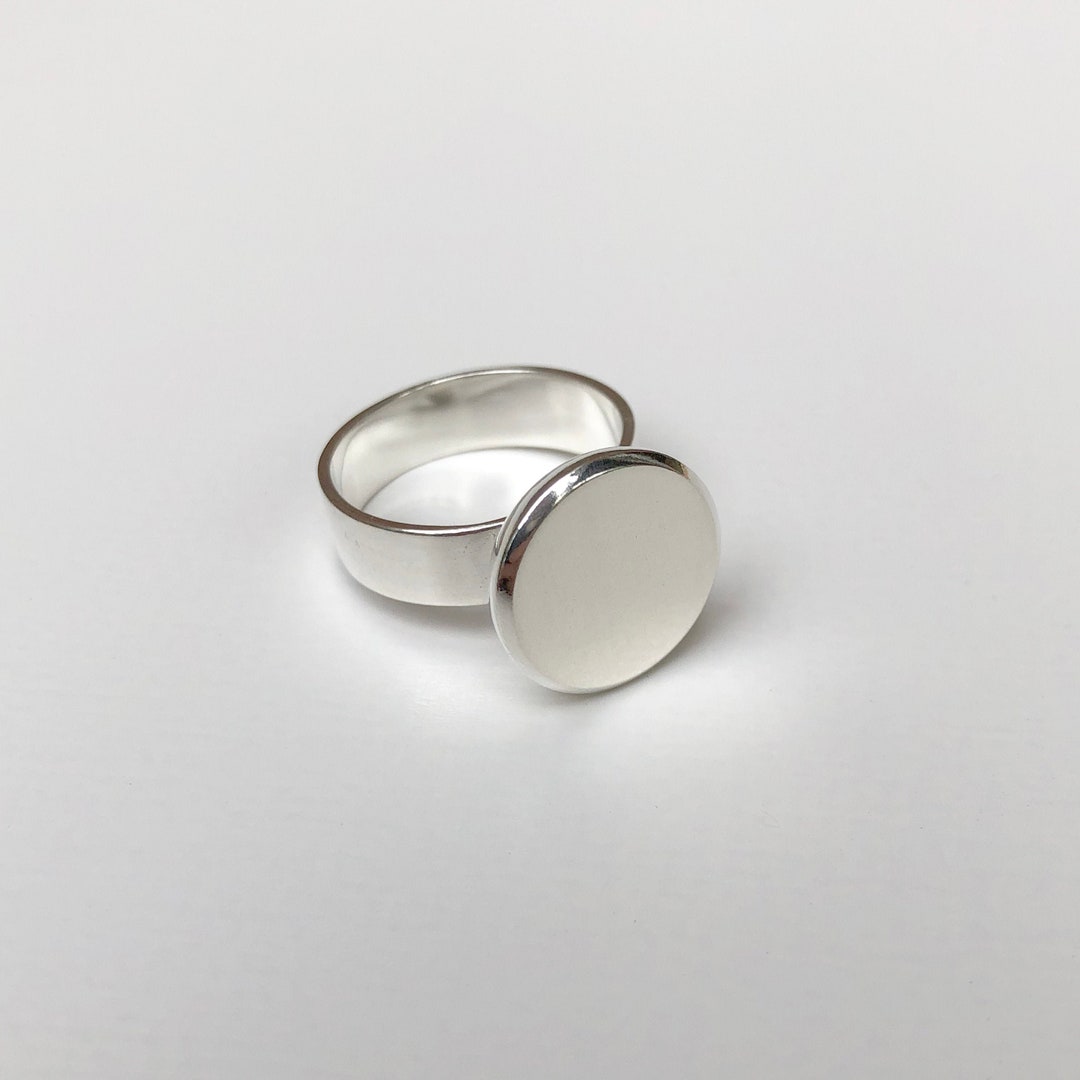 Lunar Signet Ring - Half Sphere Ring - Sterling Silver Dome Ring - One ...