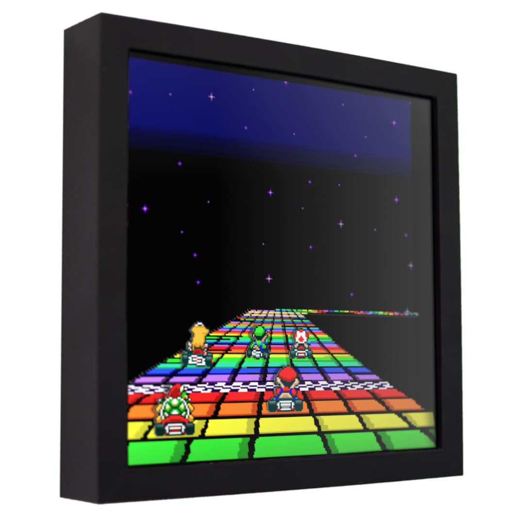 Super Mario Kart Rainbow Road 3D Shadow Box - Retro Gaming Wall Art - Etsy