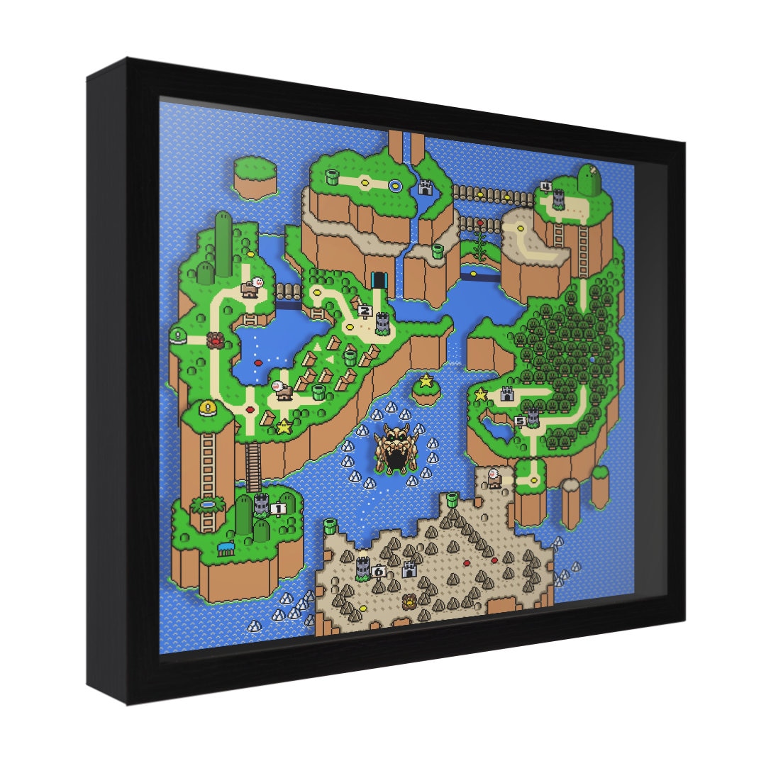 Super Mario World Map Shadow Box: Handmade Retro Gaming Wall Art - Etsy