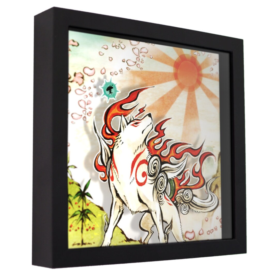 Okami - 3D Shadow Box for Gamers | Handmade Wall Art | Unique Gaming ...