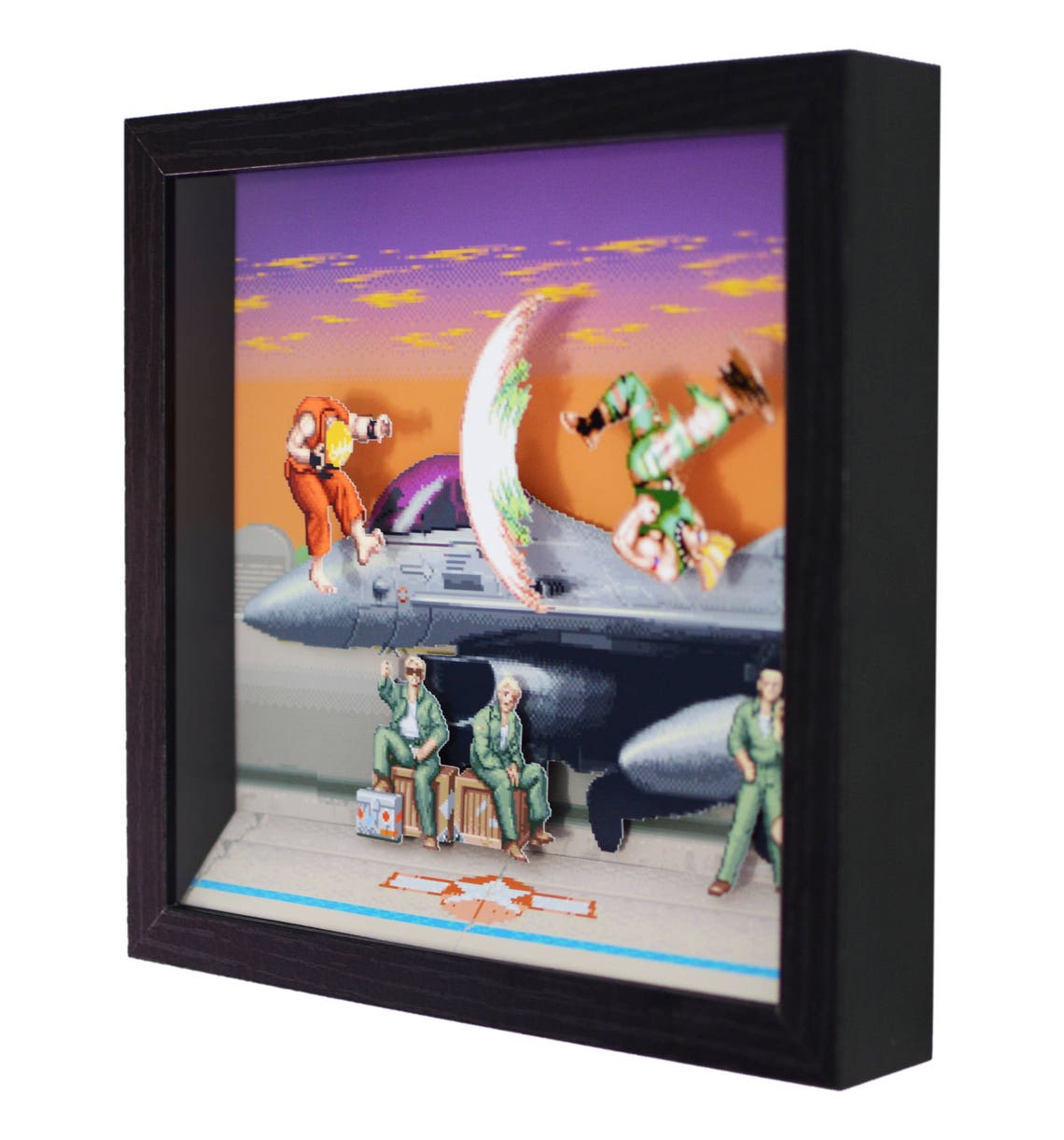 Super Street Fighter 2 guile Stage 3D Shadow Box 9 - Etsy