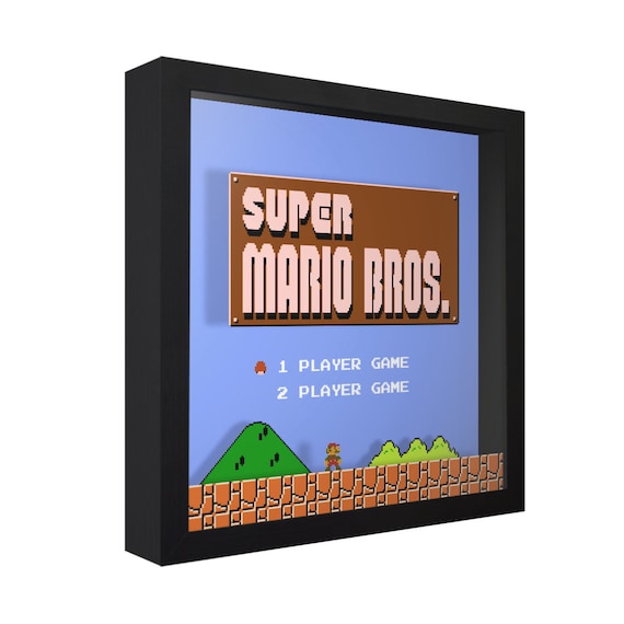 Super Mario Bros. title Screen 3D Shadow Box 9 X | Etsy