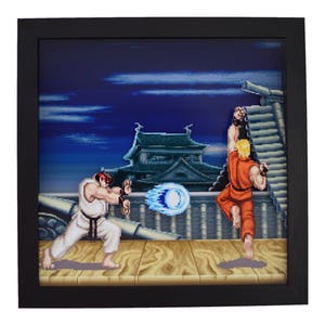 Super Street Fighter 2 Ryu Stage 3D Shadow Box - Handmade Gamer Wall ...