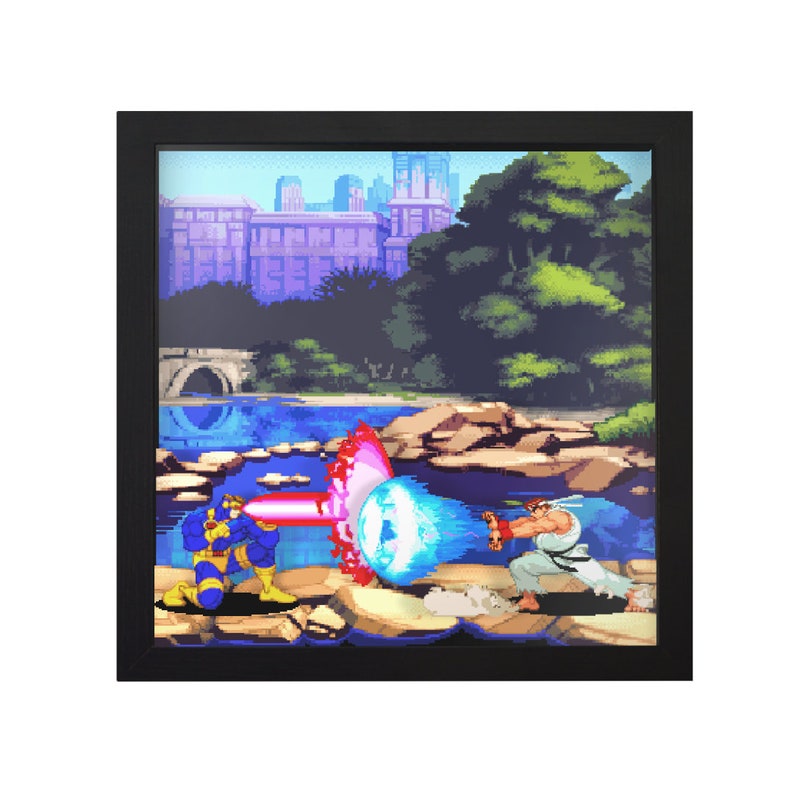 X-men Vs. Street Fighter cyclops Vs. Ryu 3D Shadow Box | Etsy