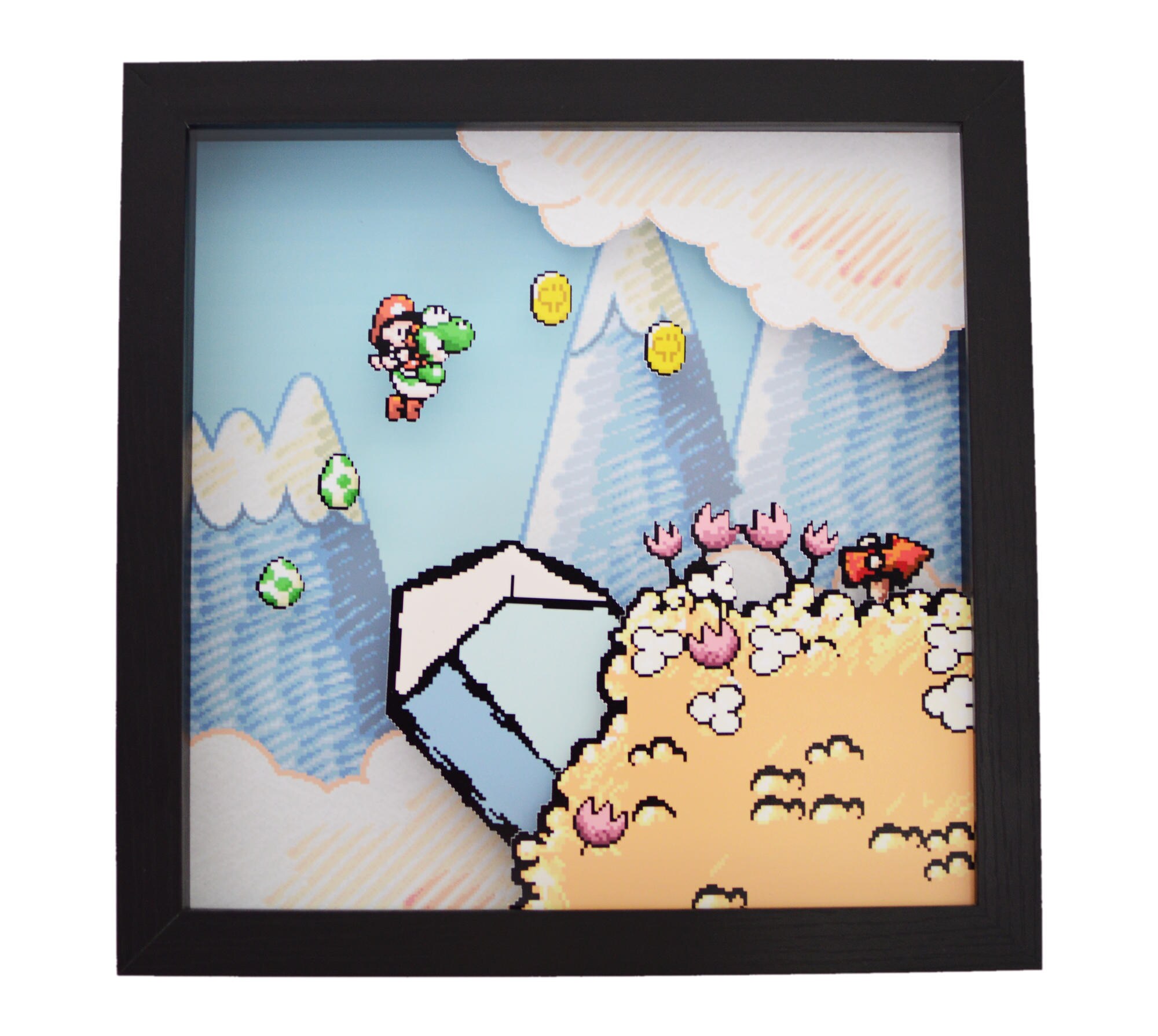 Yoshi's Island 3D Shadow Box for Gamers Handmade Wall - Etsy