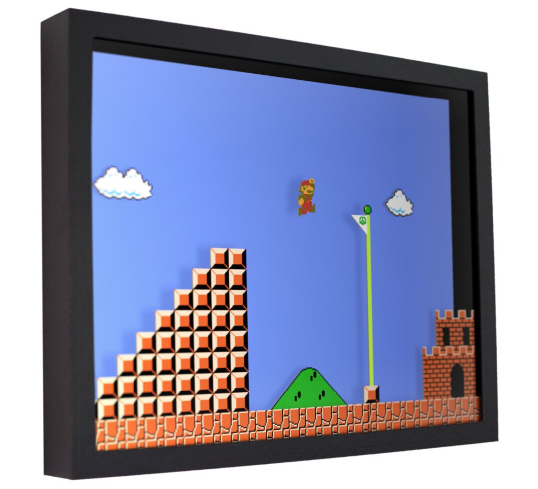 Super Mario Bros. (leap) - 3D Shadow Box for Gamers | Handmade Wall Art ...