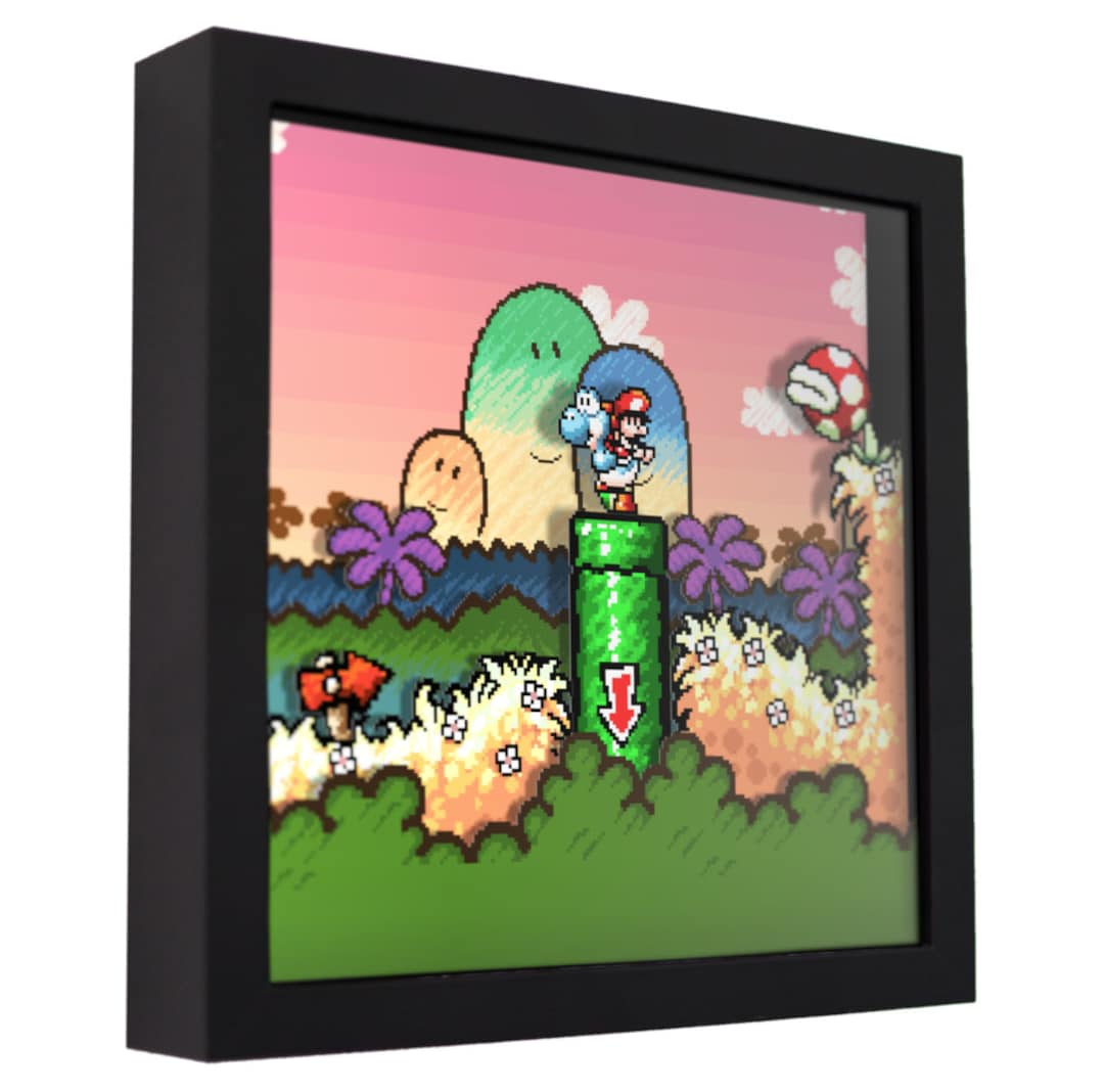 Yoshi's Island down the Pipe 3D Shadow Box for Gamers Handmade Wall Art ...