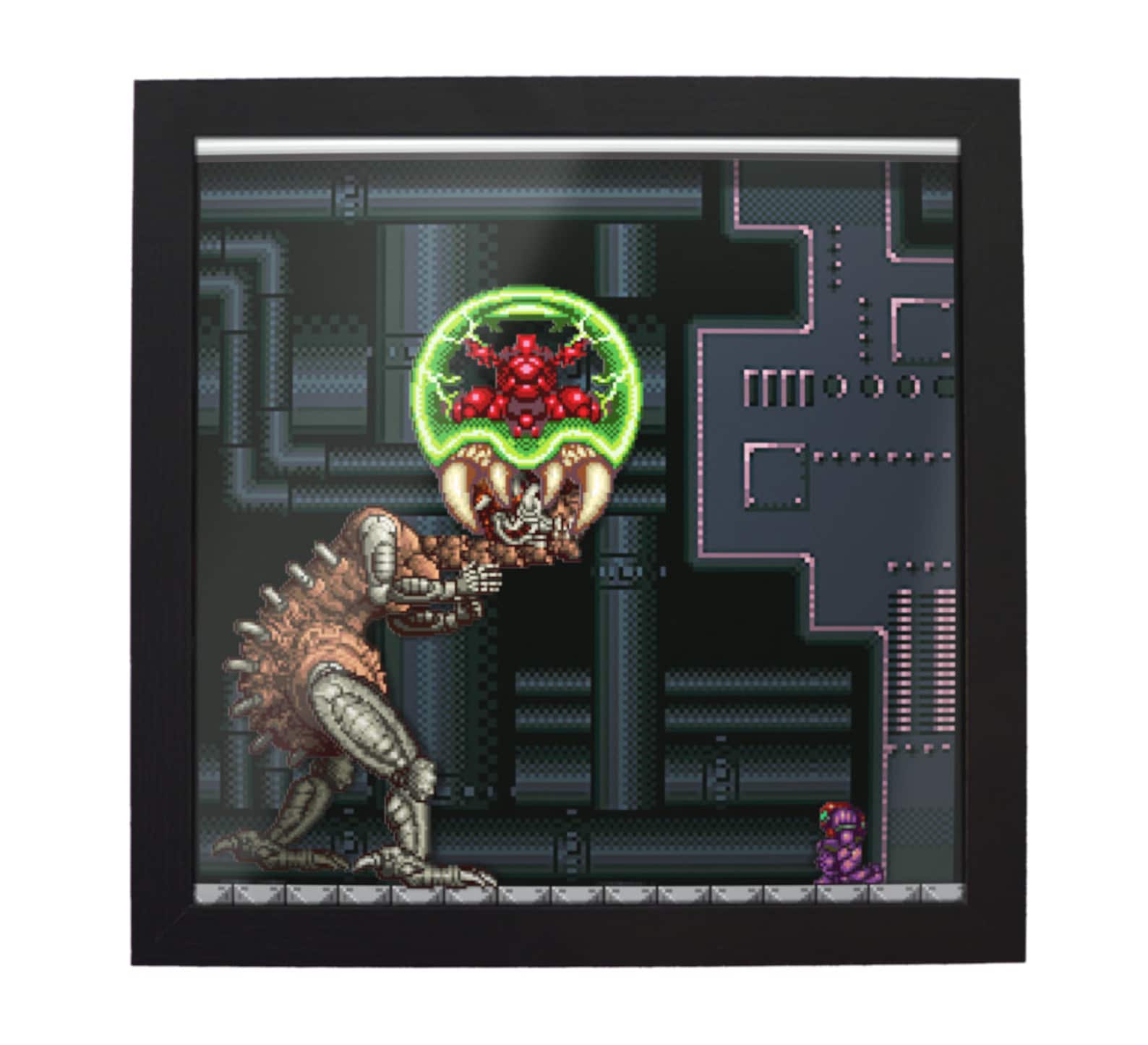 Super Metroid Mother Brain Battle 3D Shadow Box - Handmade Gaming Wall ...