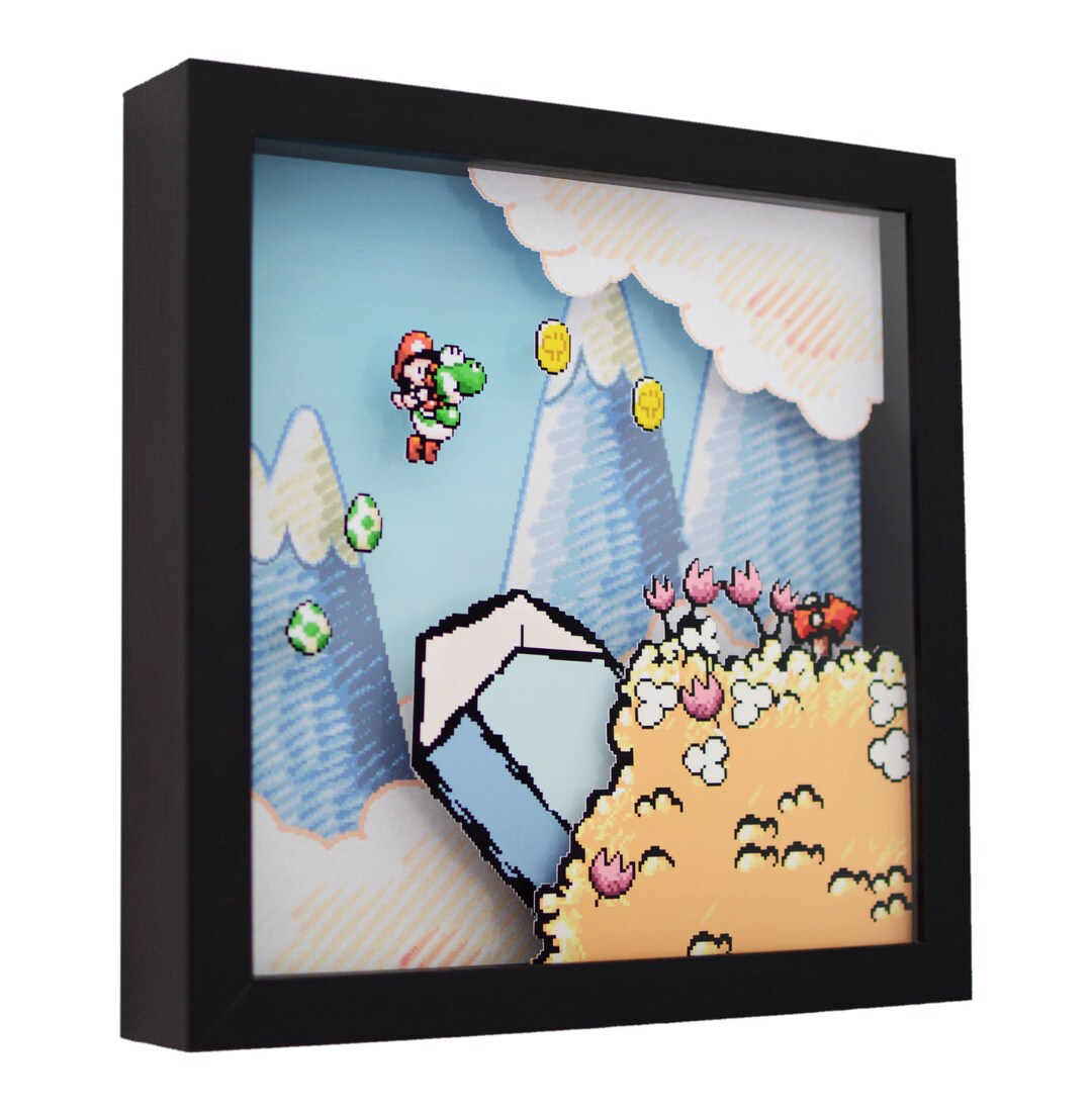 Yoshi's Island - 3D Shadow Box for Gamers | Handmade Wall Art | Unique ...
