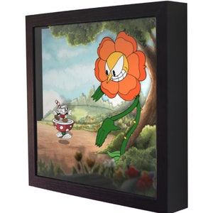Cuphead Cagney Carnation 3D Shadow Box: Handmade Gaming Wall Art - Etsy