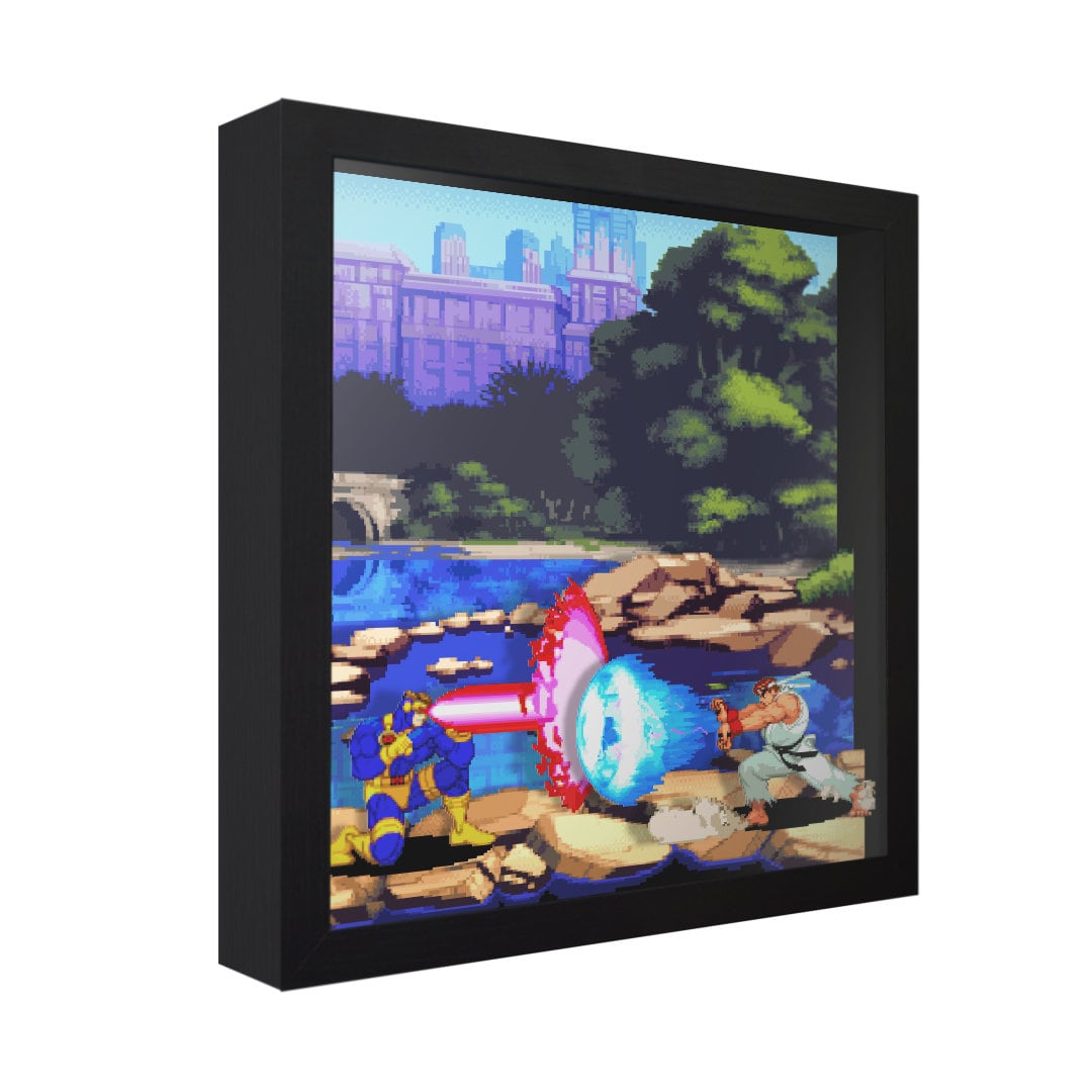 X-men Vs. Street Fighter (cyclops Vs. Ryu) - 3D Shadow Box for Gamers ...
