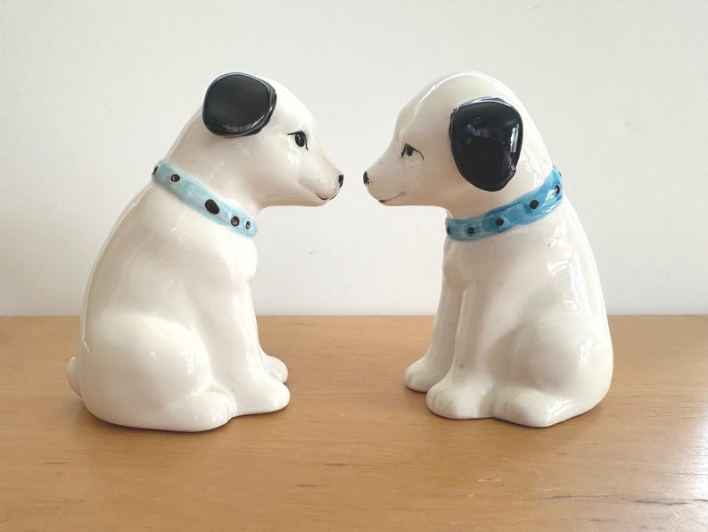 RCA Nipper Vintage Salt and Pepper Shakers Rare Blue Collar Dog - Etsy
