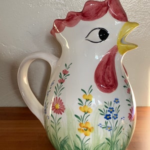 Ceramic Rooster of Fortune Hand Painted Italian Water Pitcher - Etsy