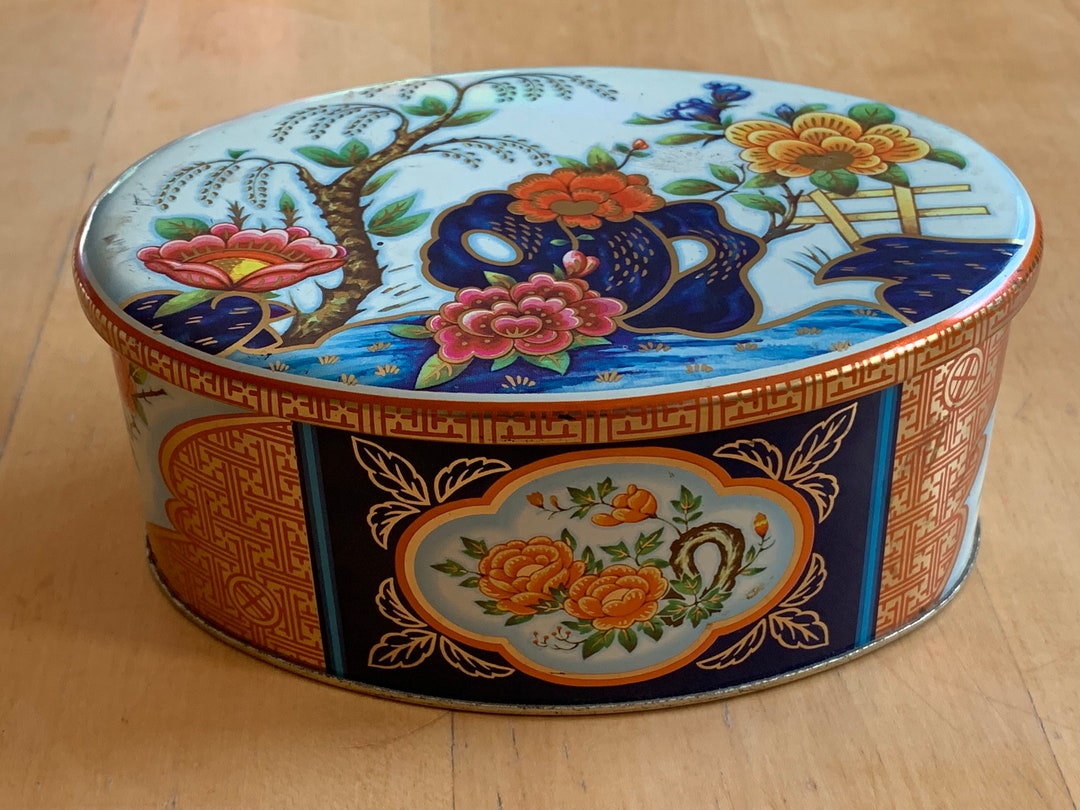 Daher Imari Oval Vintage 1970's Litho Tin Container - Etsy