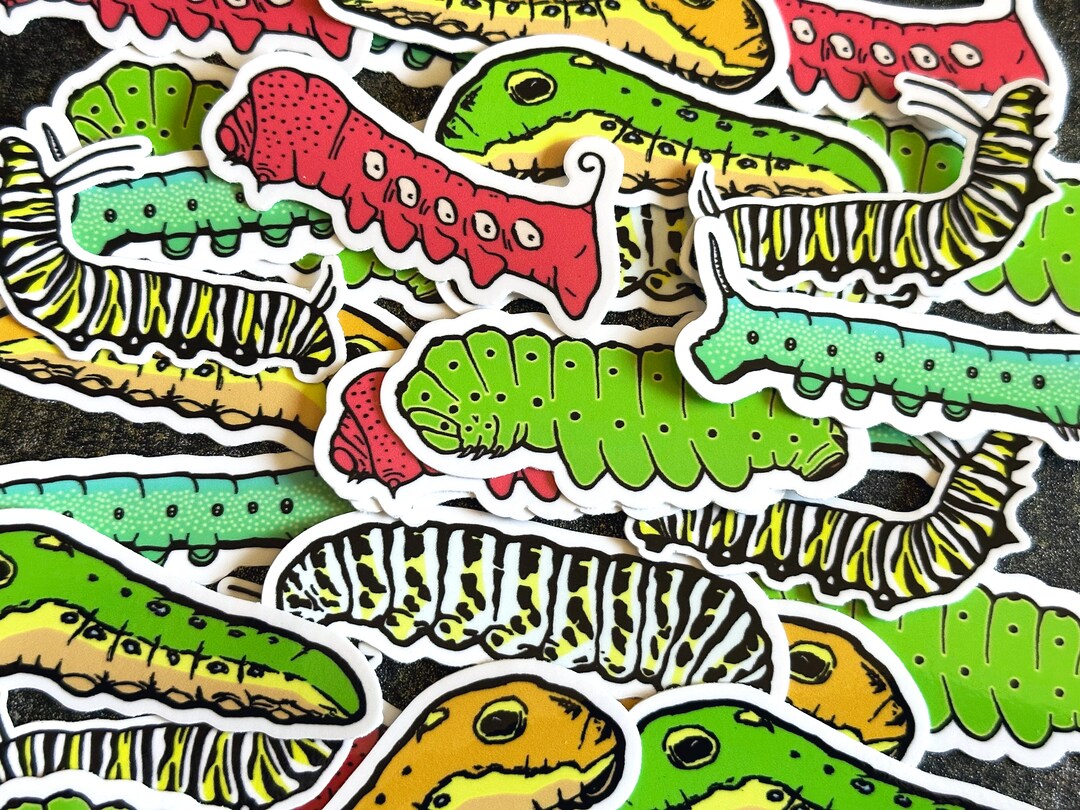 MIDWEST CATS Caterpillar 8 Sticker Pack Monarch Swallowtail Outdoor Uv ...