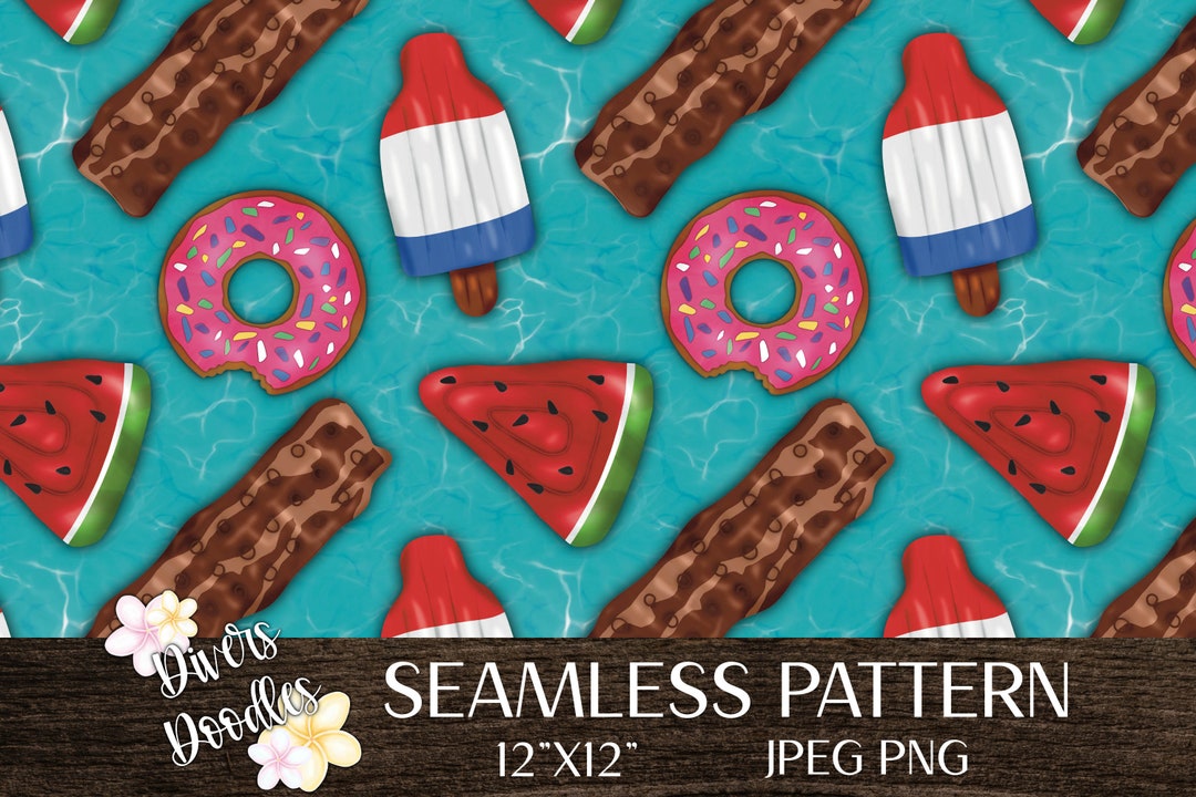 Pool Party Digital Paper, Summer Seamless File for Boys, Food Seamless ...